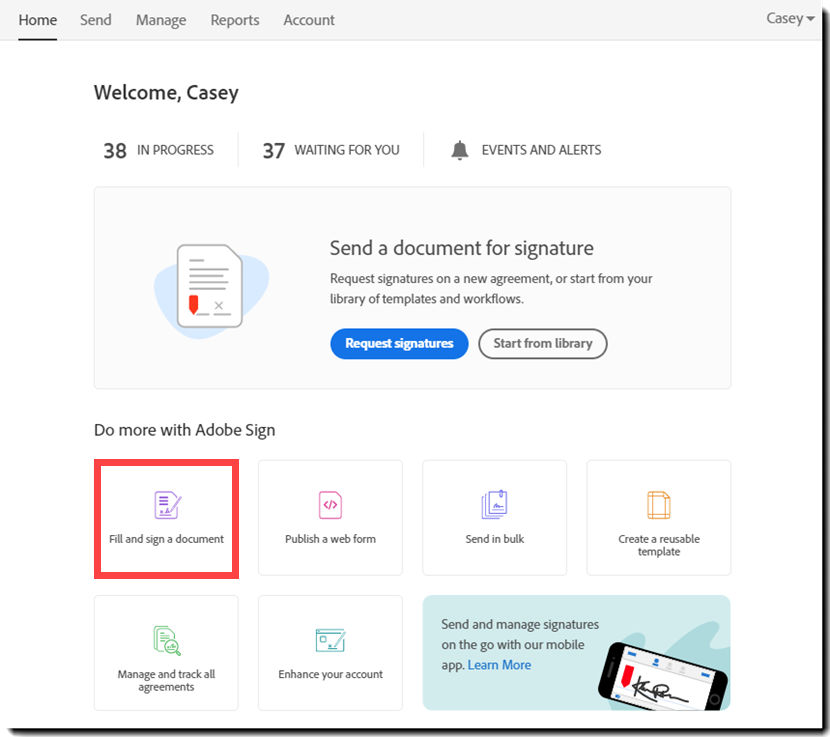 Adobe Acrobat Sign user's get started guide